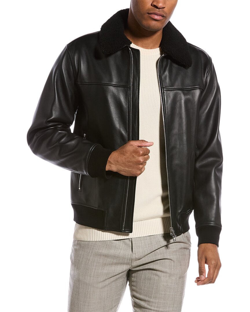 Theory Harrison Leather Jacket In Black | ModeSens
