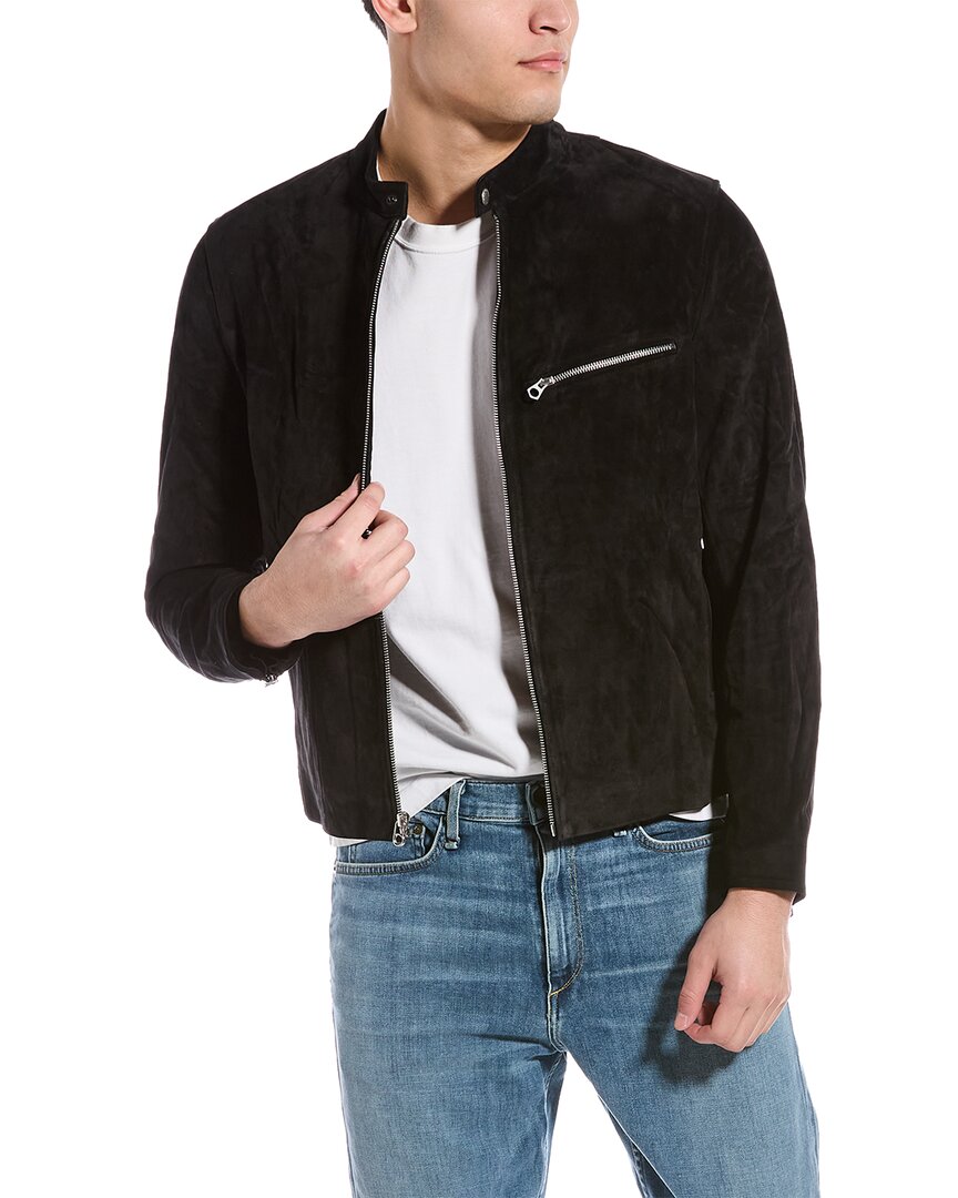Rag & Bone Icon Cafe Suede Racer Jacket In Black | ModeSens
