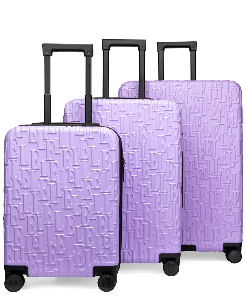 Elle Wayfarer 3pc Expandable Monogram Spinner Luggage Set In Purple ...