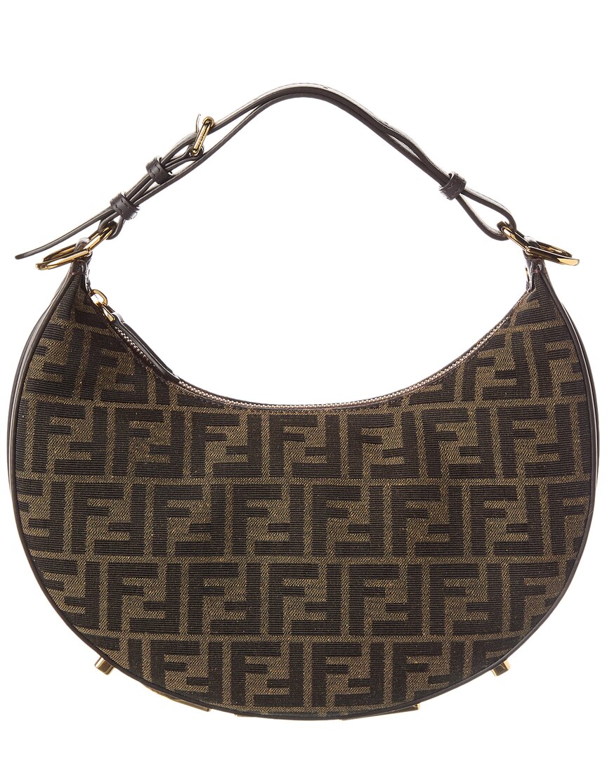Fendi Graphy Small Ff Jacquard & Leather Hobo Bag In Brown | ModeSens