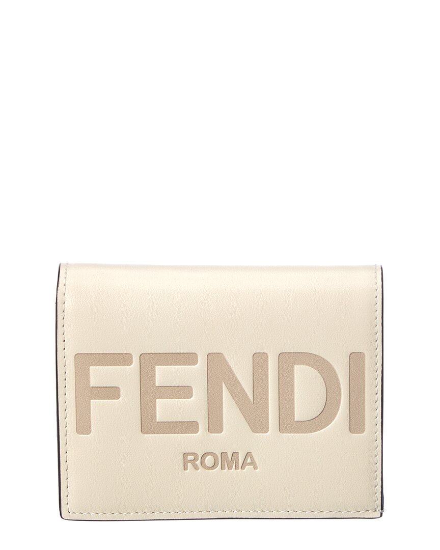 Fendi Logo Leather Coin Purse In White | ModeSens
