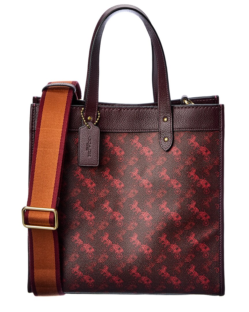 Coach Horse & Carriage Coated Canvas & Leather Field Tote In Red | ModeSens