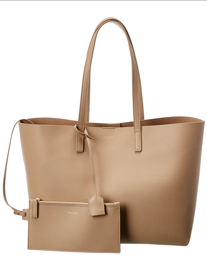 Saint Laurent E/w Leather Shopper Tote In Brown | ModeSens