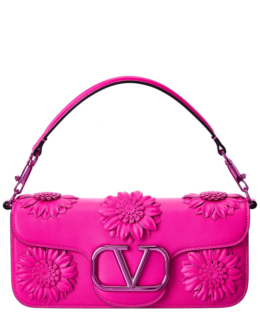 Valentino Garavani Vlogo Loco Leather Shoulder Bag In Pink | ModeSens