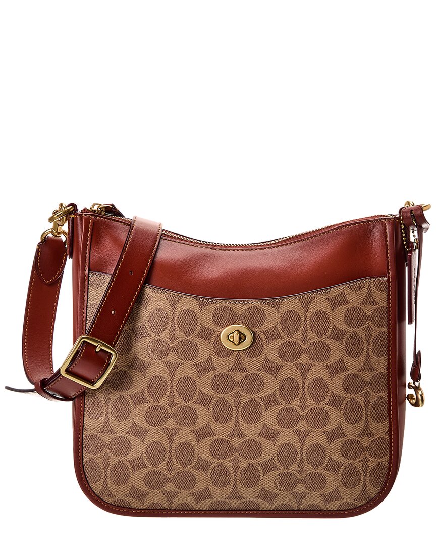 Coach Chaise Signature Coated Canvas & Leather Crossbody In Brown ...