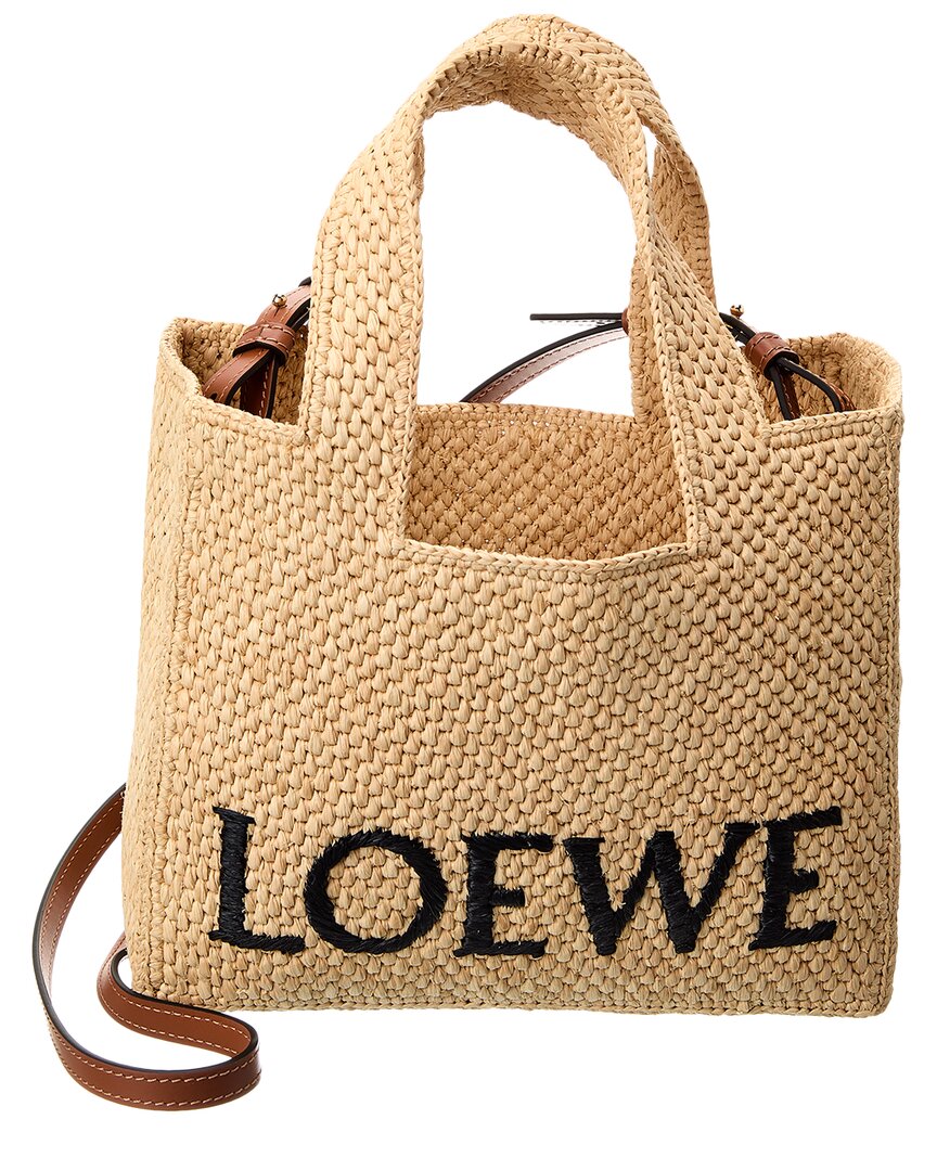 Loewe Font Small Raffia Tote | ModeSens