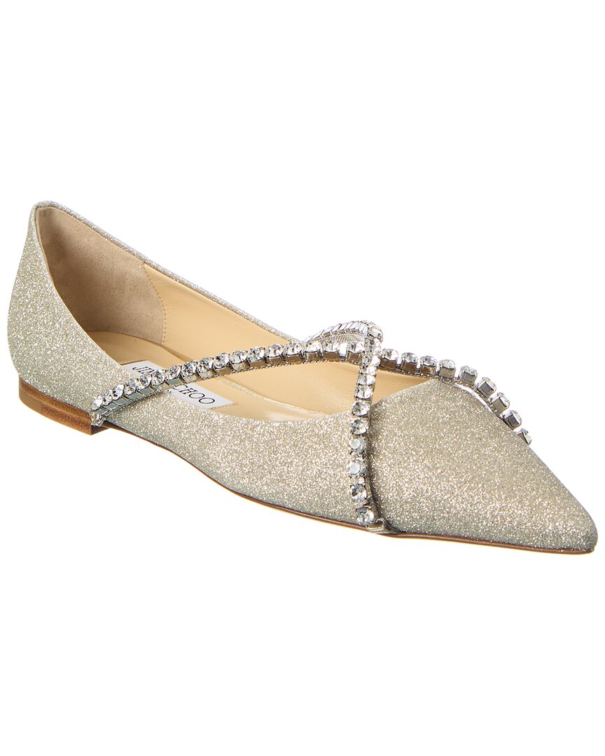 Jimmy Choo Genevi Glitter Flat In Gold | ModeSens