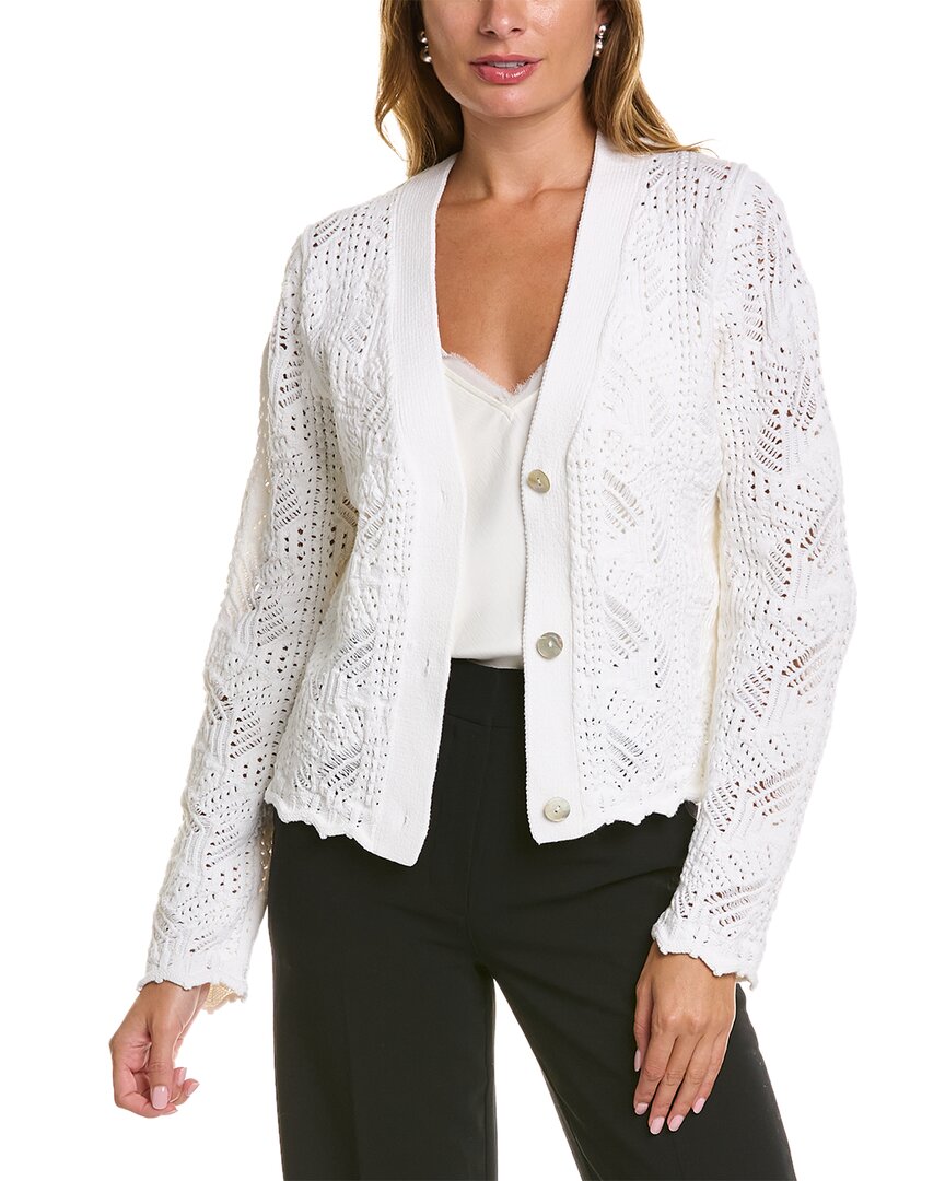 Vince Lace Stitch Cardigan In White | ModeSens