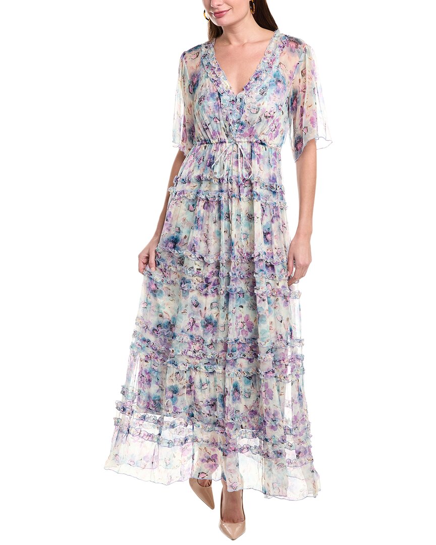 Johnny Was Glinda Silk Maxi Dress In Blue | ModeSens