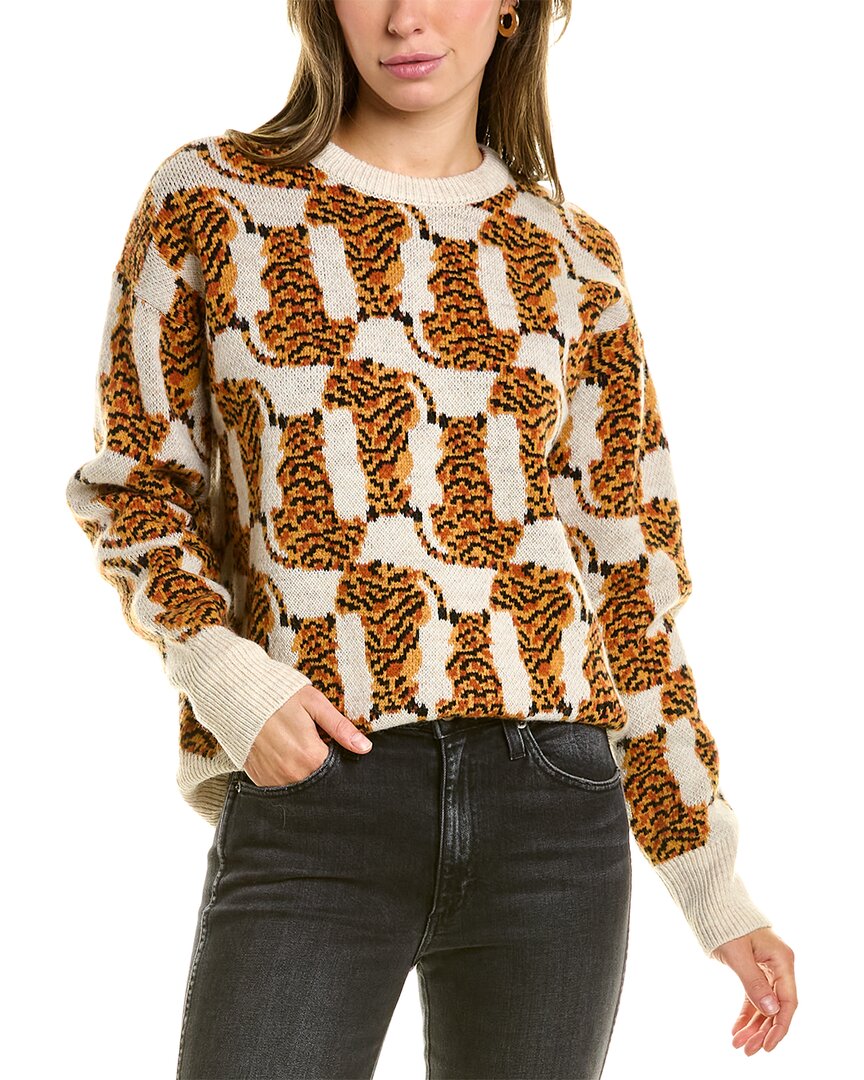 Tory Burch Tiger Jacquard Wool-blend Sweater In Brown | ModeSens