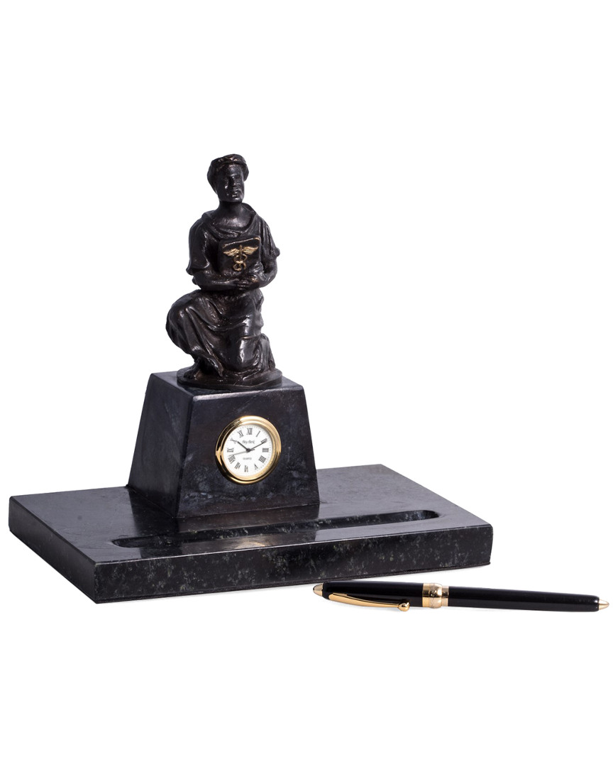 Bey-berk Bronze Finished Hippocrates Sculpture With Clock | ModeSens