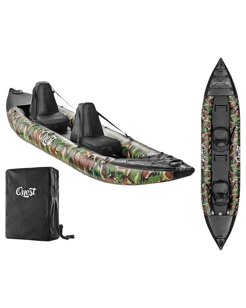 Serenelife 2-person Camo Inflatable Kayak Set In Black | ModeSens