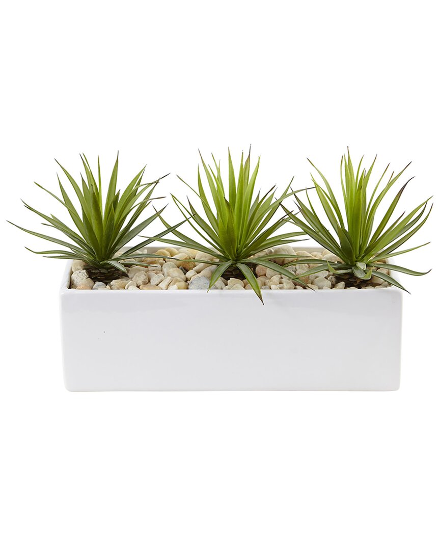 Nearly Natural Mini Agave Artificial Plant In Rectangular Ceramic In ...