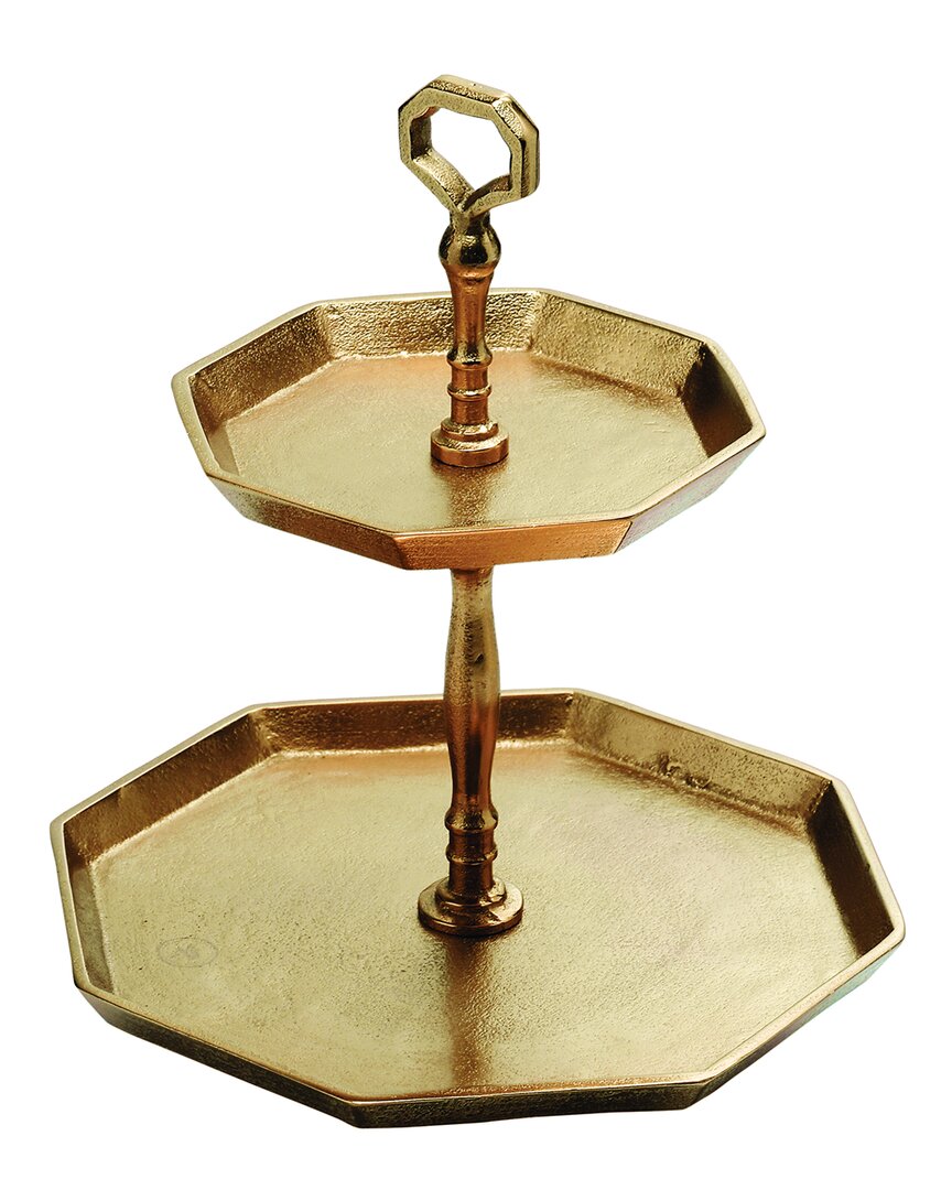 Ihi Est. 1986 Gilded 2-tier Octagon Desert Stand In Gold | ModeSens