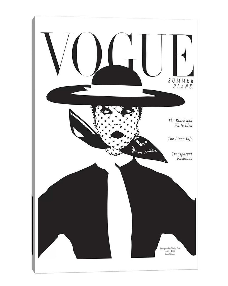 Icanvas Vintage Vogue Cover, Black And White Fashion Print By Honeymoon ...