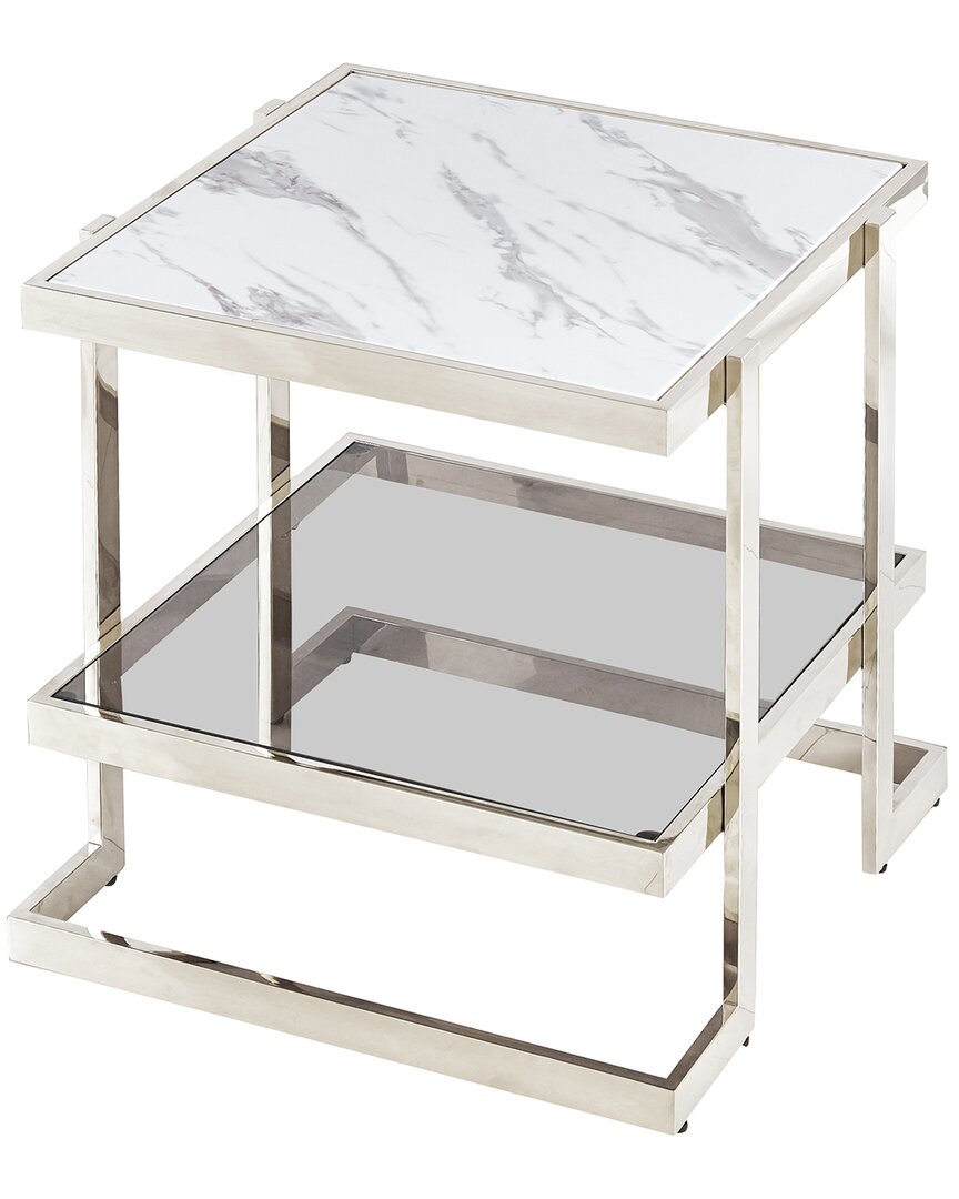 Sagebrook Home Marble & Glass Side Table In Silver | ModeSens