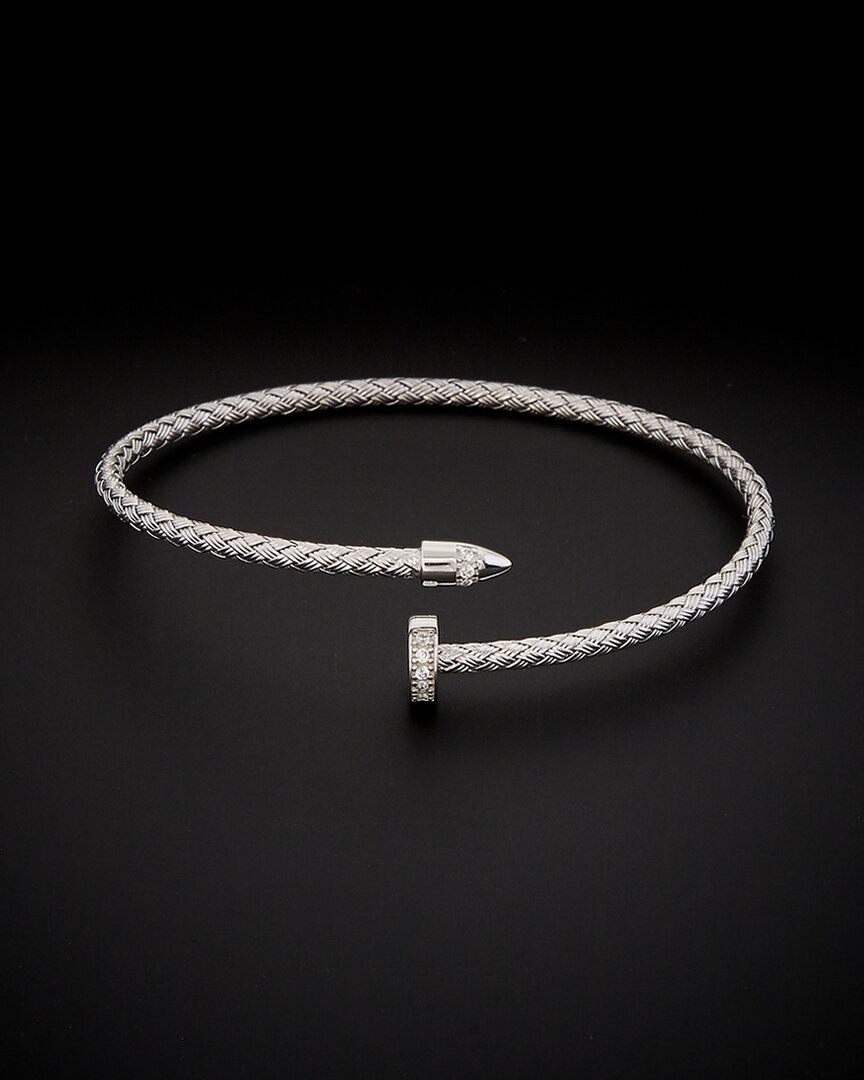 Meshmerise 18k Over Silver 0.08 Ct. Tw. Diamond Bangle Bracelet ModeSens