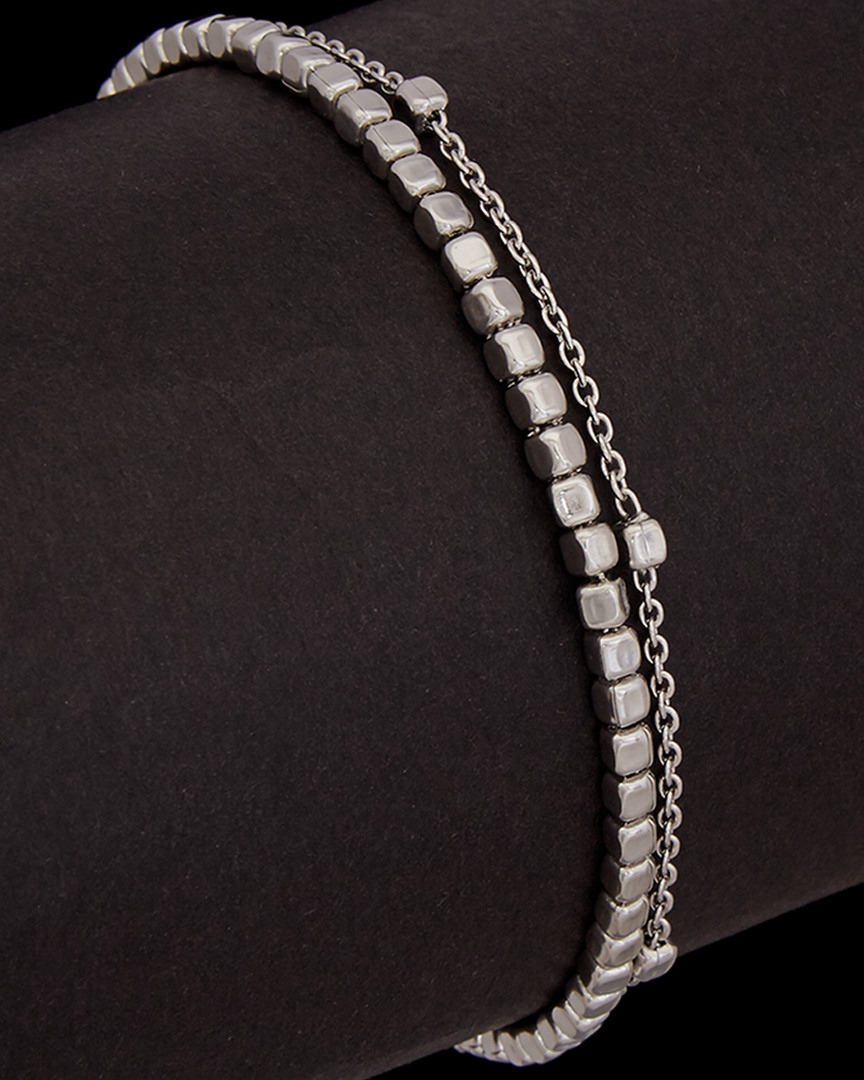 Italian Silver Double Strand Cube Bracelet | ModeSens