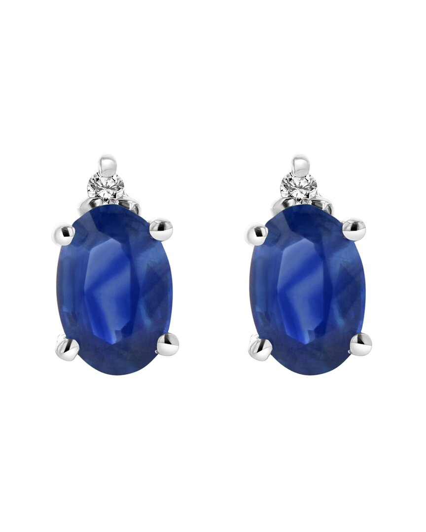 Levaron 14k 0.72 Ct. Tw. Diamond & Sapphire Studs In Blue | ModeSens